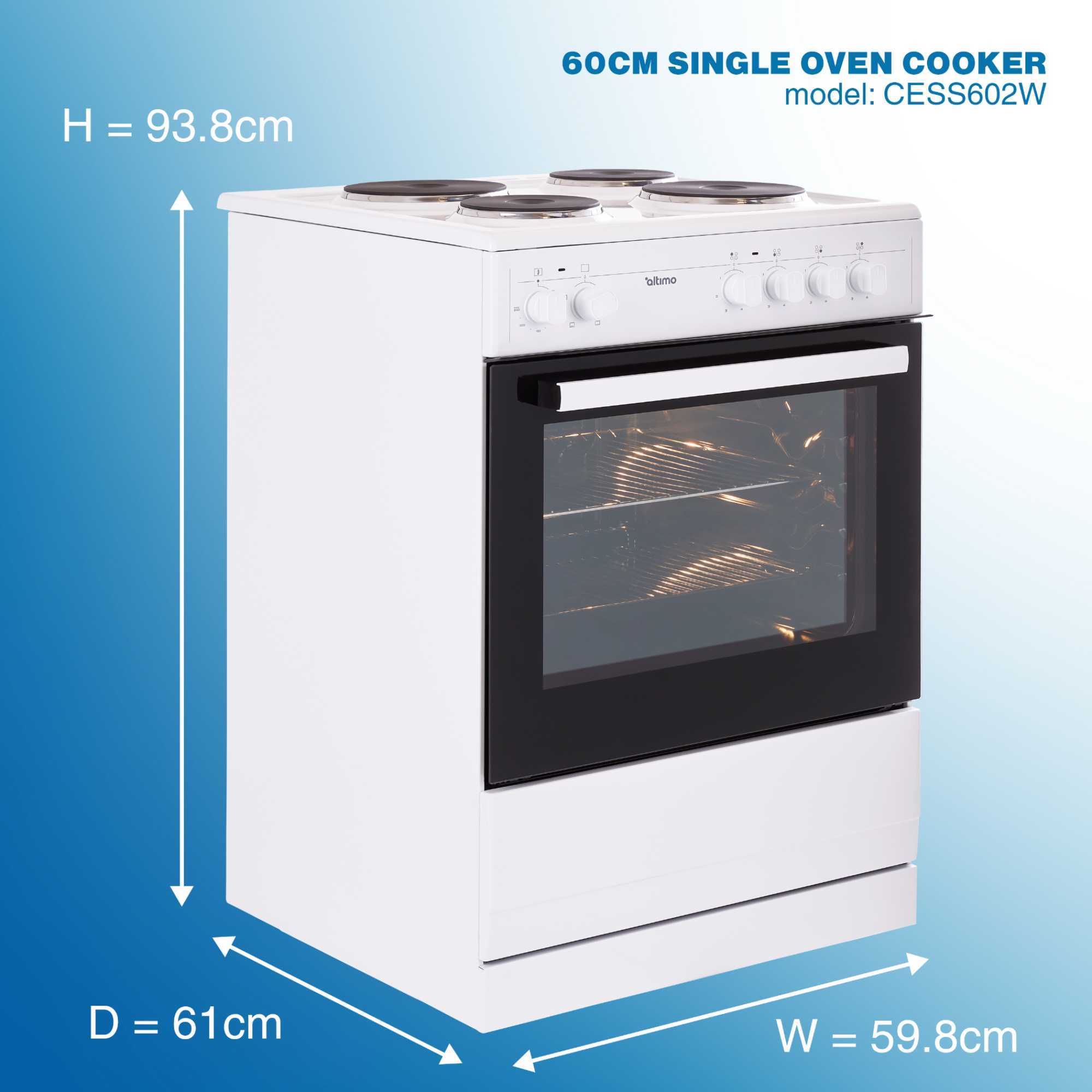 Hughes Business: Business Altimo CESS602W 60cm Electric Single Cavity Cooker - White | Hughes ...